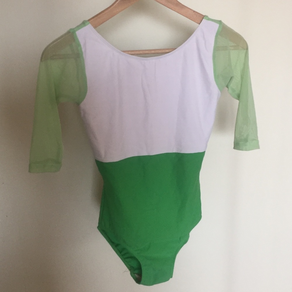 Green And White Eleve Ballet Leotard - Gem